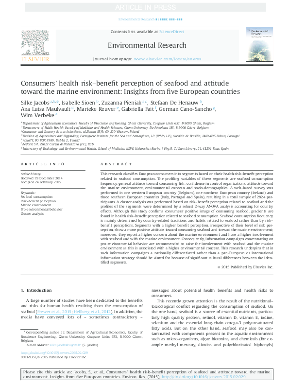 (PDF) Consumers' health risk-benefit perception of seafood and attitude ...