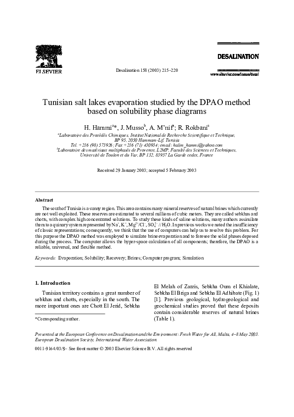 (PDF) Crystallization path of natural brine evaporation using the DPAO ...