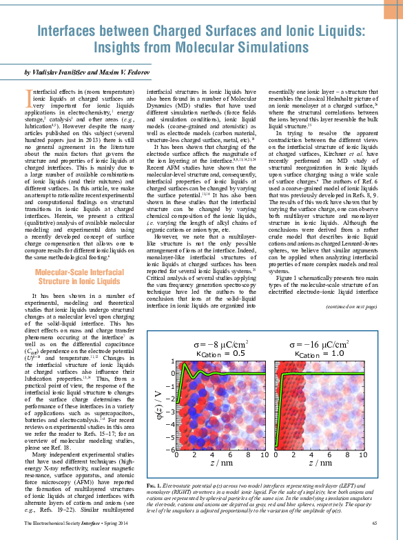 Pdf Interfaces Between Charged Surfaces And Ionic Liquids Insights From Molecular Simulations