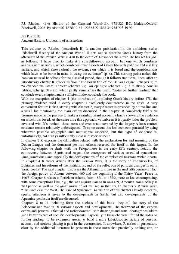 (DOC) A history of the Classical Greek world, 478-323 BC, PJ Rhodes ...