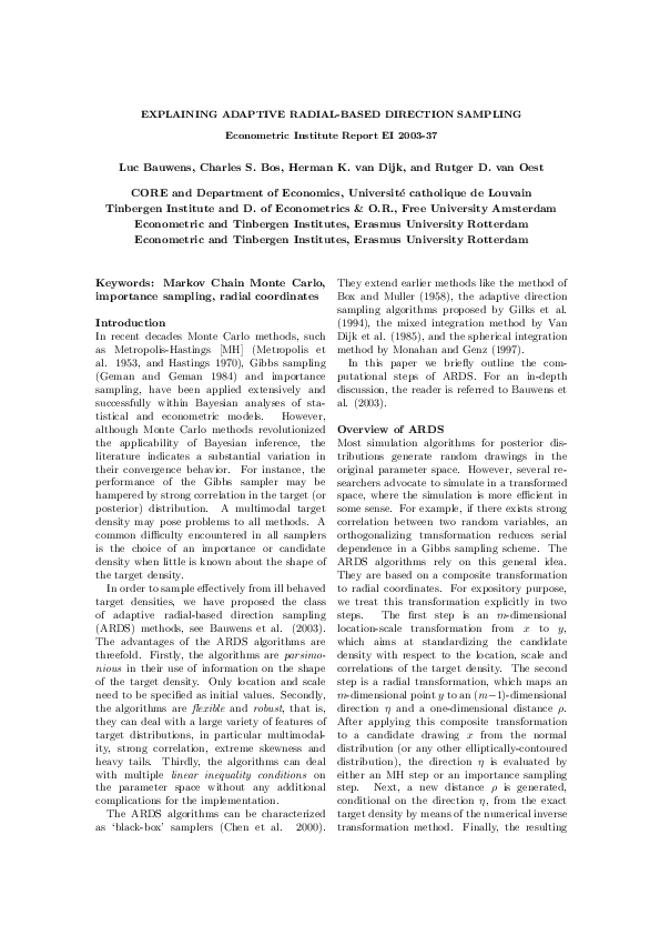 Pdf Explaining Adaptive Radial Based Direction Sampling