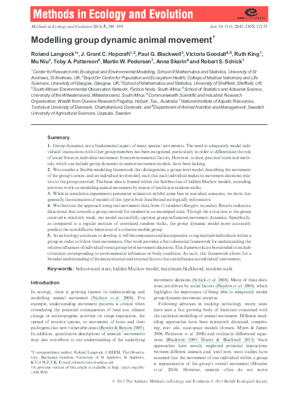 (PDF) Modelling group dynamic animal movement