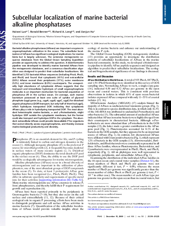 (PDF) Subcellular localization of marine bacterial alkaline phosphatases