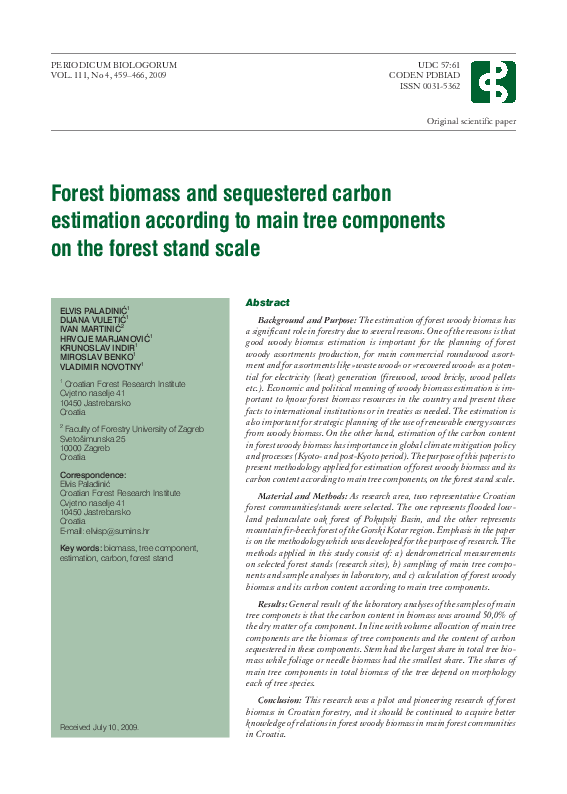 (PDF) Forest biomass and sequestered carbon estimation according to ...