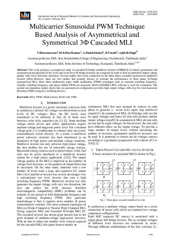 (PDF) Multicarrier Sinusoidal PWM Technique Based Analysis of ... (PDF) Multicarrier Sinusoidal PWM Technique Based Analysis of ...
