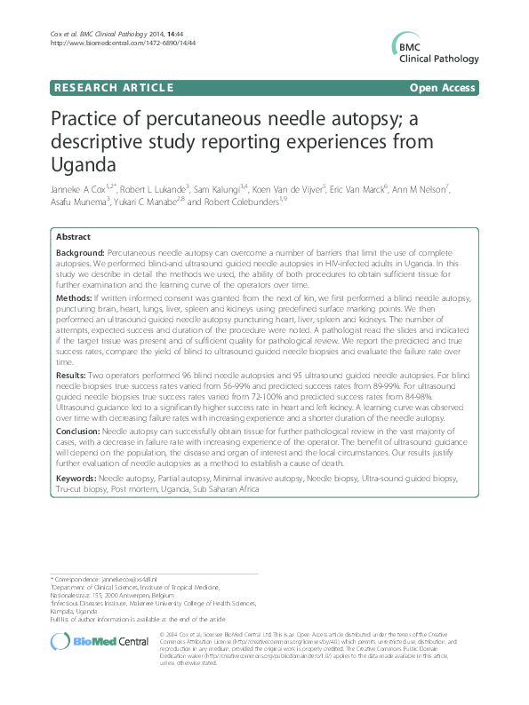 (PDF) Practice of percutaneous needle autopsy; a descriptive study ...