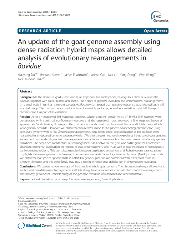 (PDF) An update of the goat genome assembly using dense radiation ...