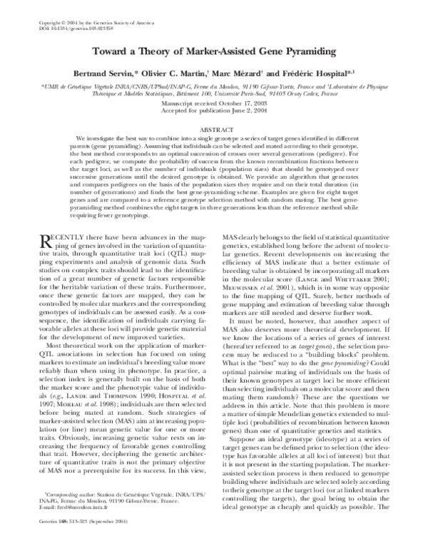(PDF) Toward a Theory of Marker-Assisted Gene Pyramiding
