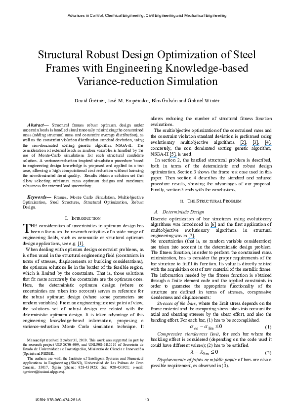 (PDF) Structural robust design optimization of steel frames with engineering knowledge-based ...