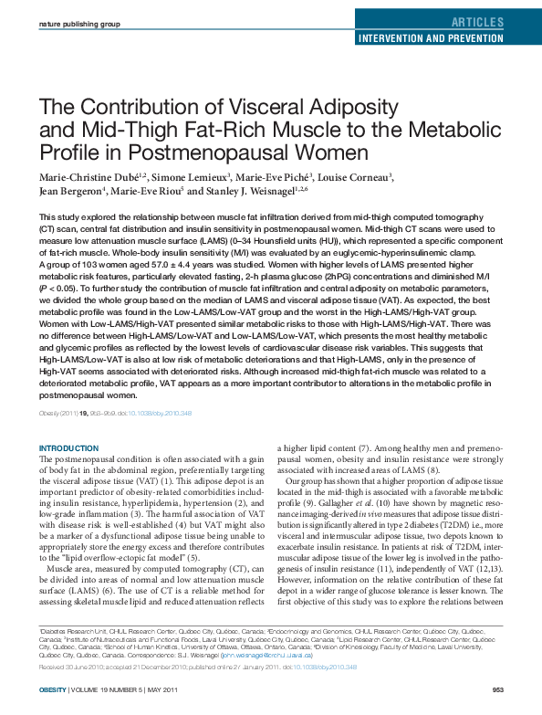 (PDF) The Contribution of Visceral Adiposity and Mid-Thigh Fat-Rich ...