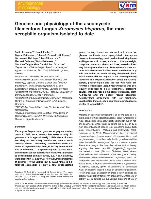 (PDF) Genome and physiology of the ascomycete filamentous fungus X ...