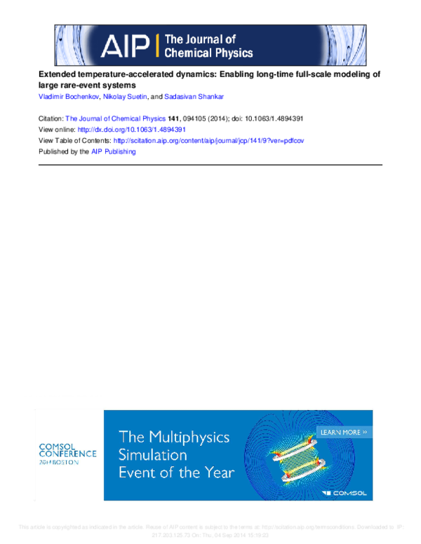 Pdf Extended Temperature Accelerated Dynamics Enabling Long Time Full Scale Modeling Of Large