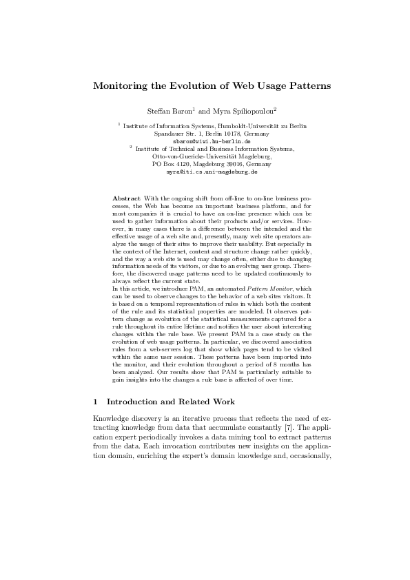 (PDF) Monitoring the Evolution of Web Usage Patterns