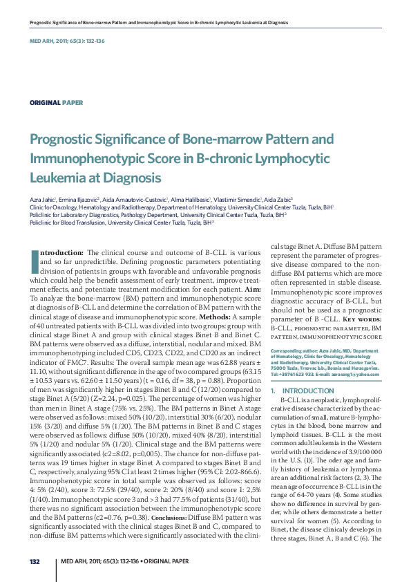 (PDF) Prognostic Significance of Bone-marrow Pattern and ...