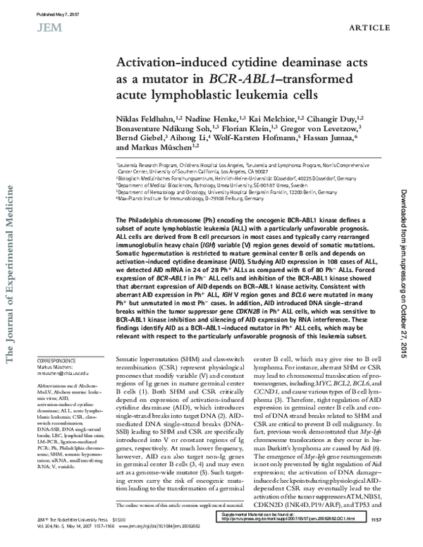 (PDF) Activation-induced cytidine deaminase acts as a mutator in BCR ...