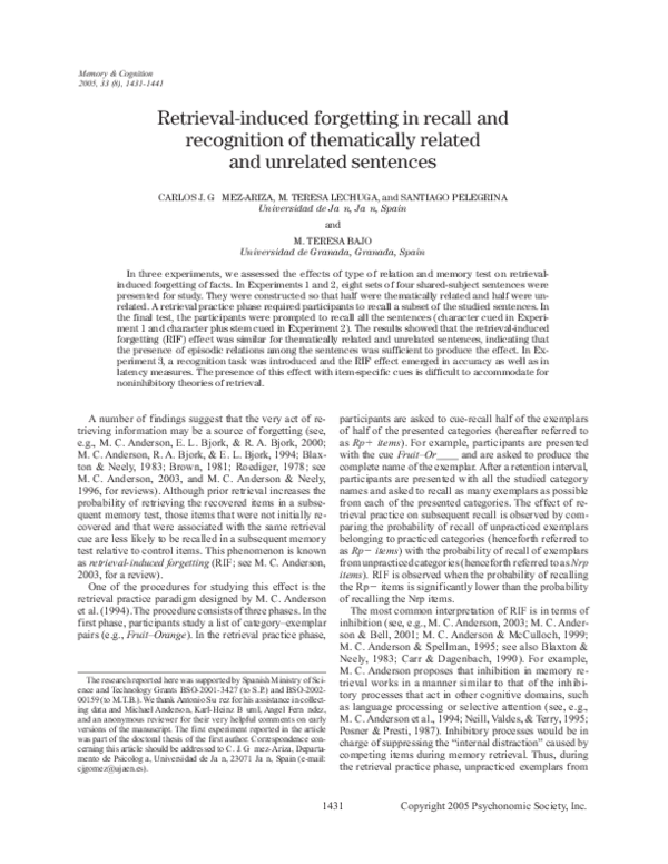 (PDF) Old-fashioned responses in an updating memory task