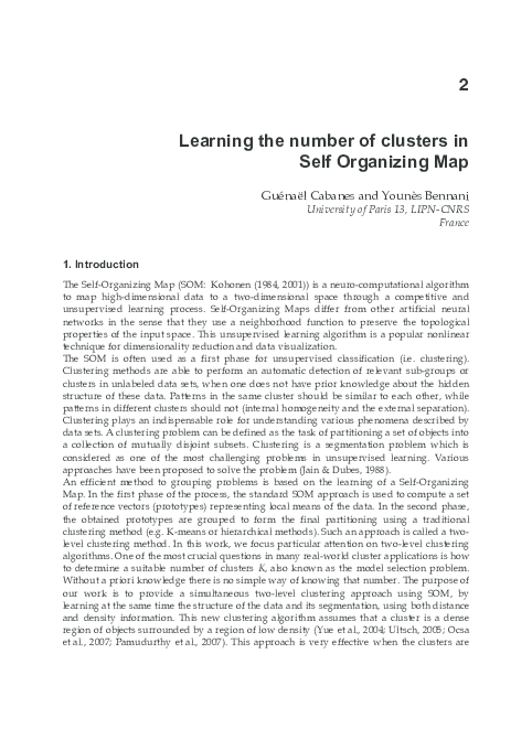 (PDF) Learning the Number of Clusters in Self Organizing Map