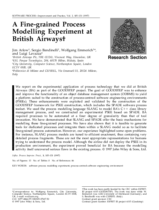 (PDF) A fine-grained process modelling experiment at British Airways | Luigi Lavazza - Academia.edu