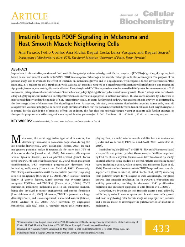 (PDF) Imatinib targets PDGF signaling in melanoma and host smooth ...