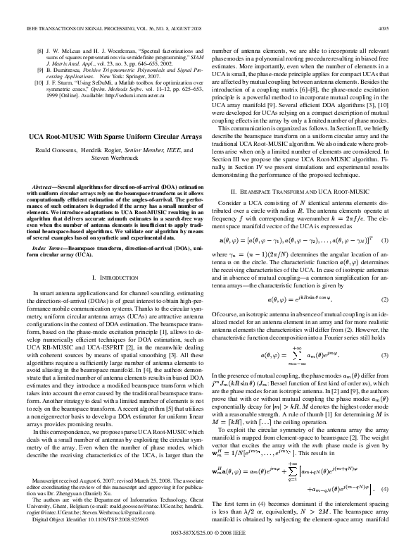 Pdf Uca Root Music With Sparse Uniform Circular Arrays
