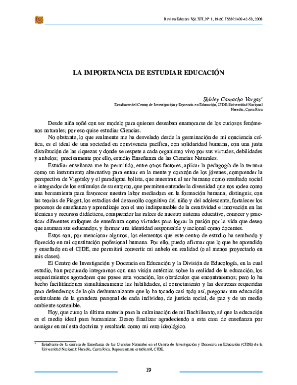(PDF) La Importancia de estudiar Educación