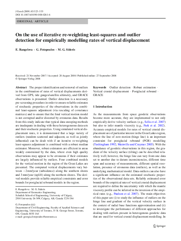 Pdf On The Use Of Iterative Re Weighting Least Squares And Outlier