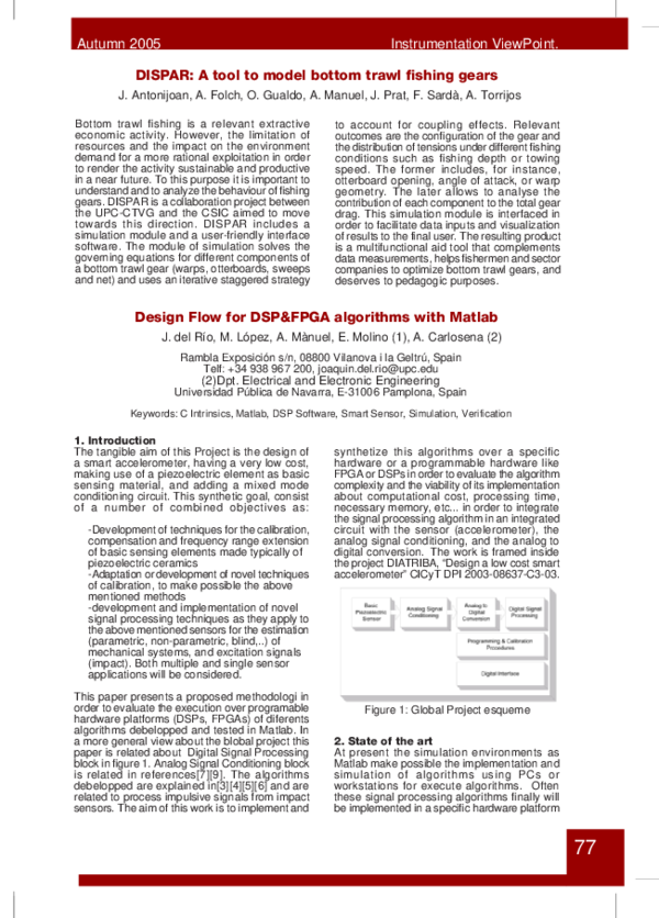 Pdf Design Flow For Dspandfpga Algorithms With Matlab