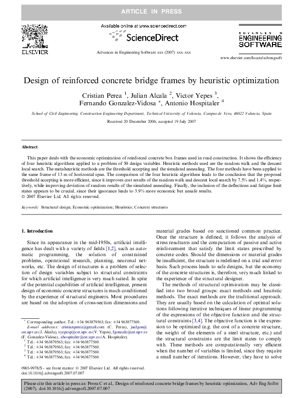 (PDF) Design of reinforced concrete bridge frames by heuristic optimization