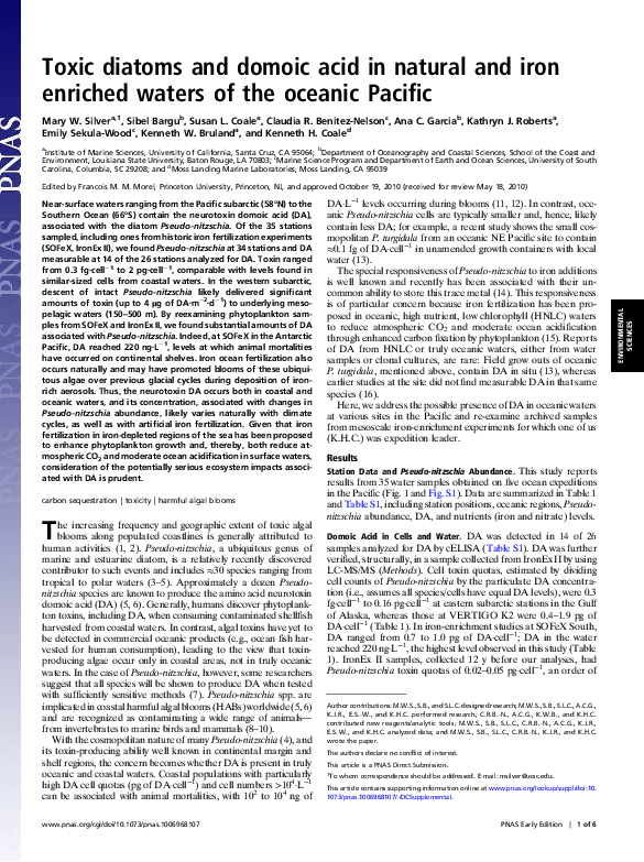 Toxic diatoms and domoic acid in natural and iron enriched waters of ...