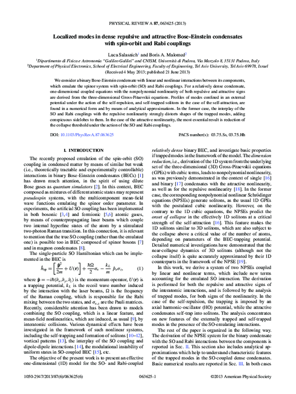 (PDF) Localized modes in dense repulsive and attractive Bose-Einstein ...