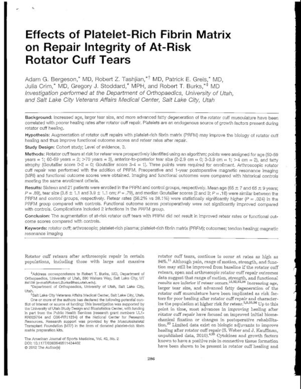 (PDF) The Effect of Platelet-Rich Fibrin Matrix on Rotator Cuff Tendon ...