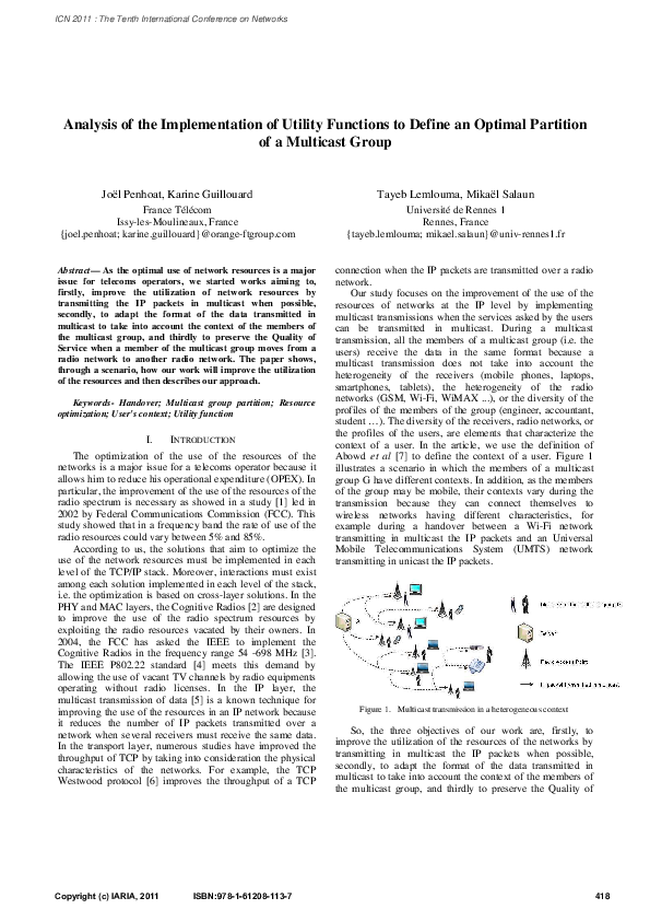 (PDF) Analysis of the Implementation of Utility Functions to Define an Optimal Partition of a ...