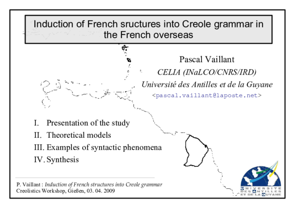 (PDF) Induction of French structures into Creole grammar