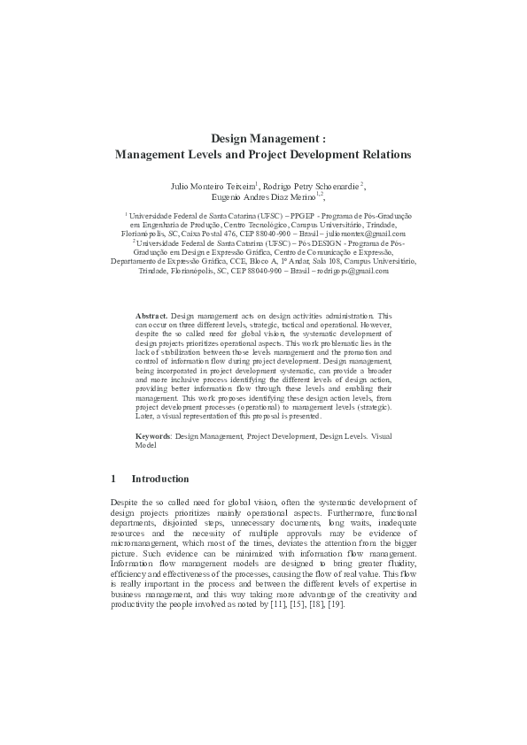 (PDF) Design Management : Management Levels and Project Development ...
