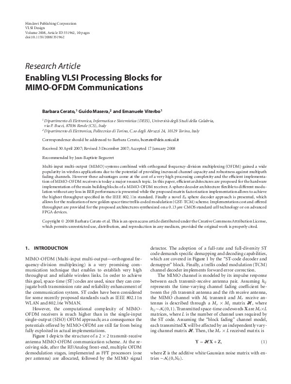 Pdf Enabling Vlsi Processing Blocks For Mimo Ofdm Communications