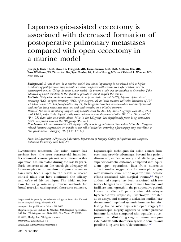 (PDF) Laparoscopic-assisted cecectomy is associated with decreased ...