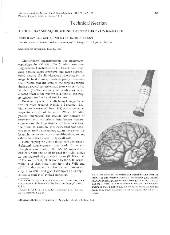 (PDF) A four-channel squid magnetometer for brain research