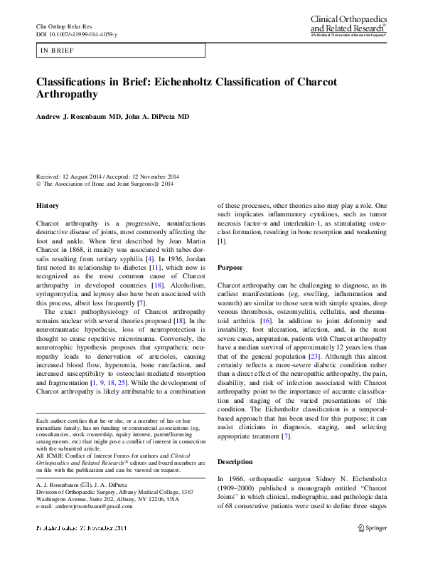 (PDF) Classifications in Brief: Eichenholtz Classification of Charcot ...