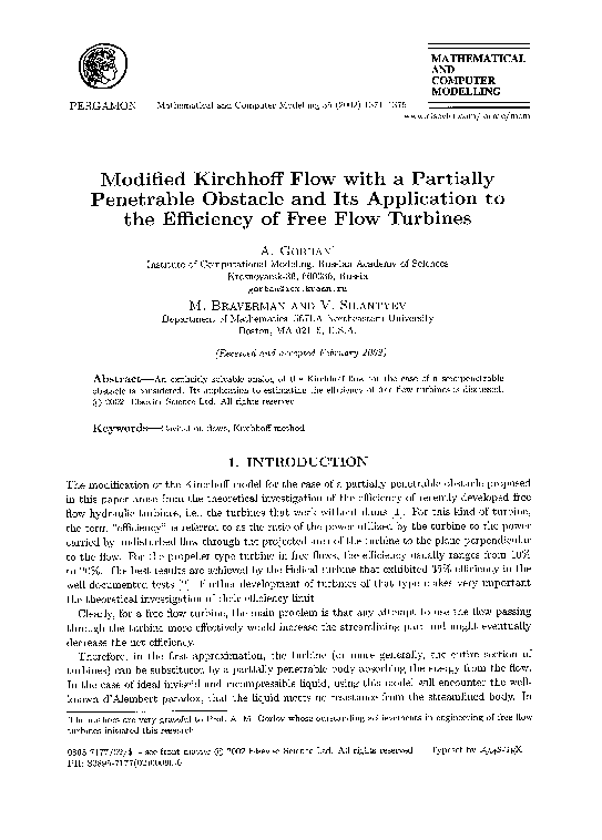 Pdf Modified Kirchhoff Flow With A Partially Penetrable Obstacle And Its Application To The