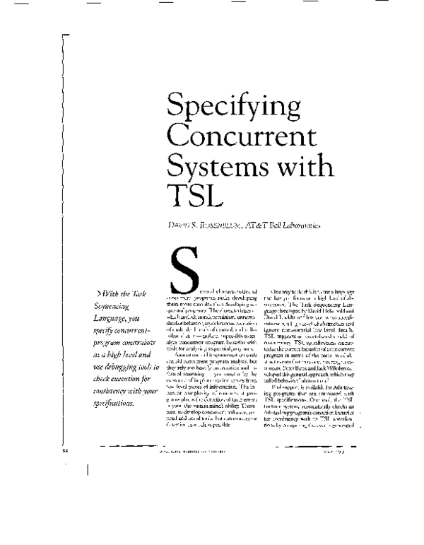 Specifying Concurrent Systems With Tsl