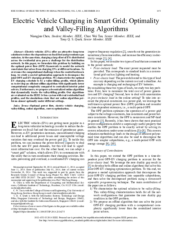 (PDF) Electric Vehicle Charging in Smart Grid: Optimality and Valley ...