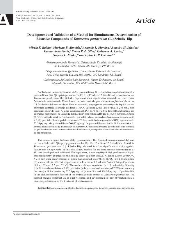 Pdf Development And Validation Of A Method For Simultaneous Determination Of Bioactive