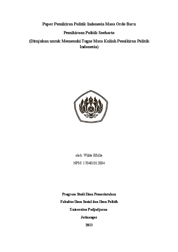 (DOC) Paper Pemikiran Politik Indonesia Masa Orde Baru