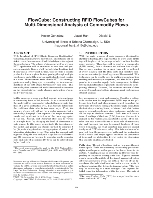 (PDF) FlowCube: Constructuing RFID FlowCubes for MultiDimensional ...