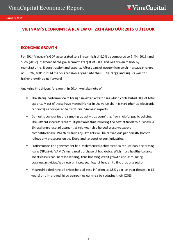 (PDF) VCG Report Economic Report 2014 Review and 2015 Outlook