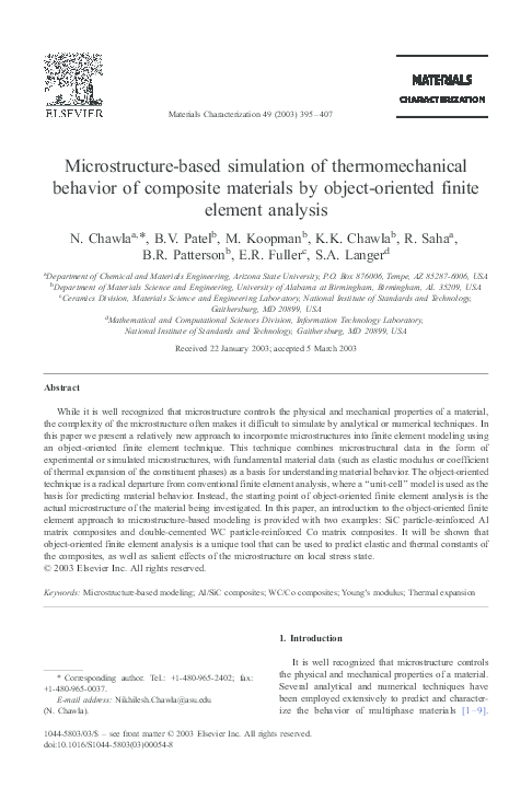 (PDF) Micro structure-based simulation of thermomechanical behavior of composite materials by ...