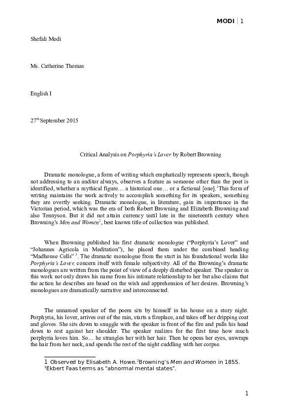 (DOC) Dramatic monologue analysis