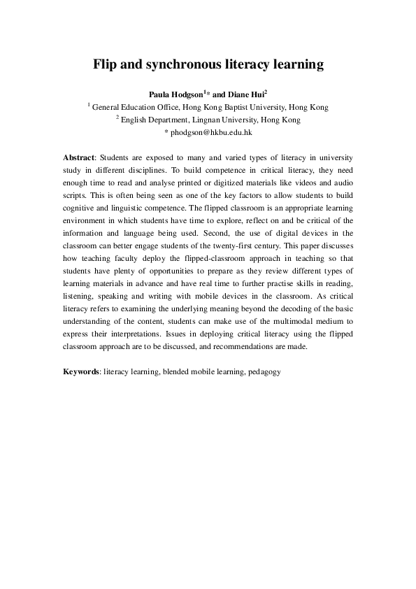 (PDF) Flip and synchronous literacy learning