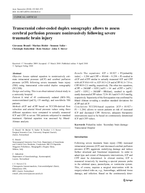 (PDF) Transcranial color-coded duplex sonography allows to assess ...