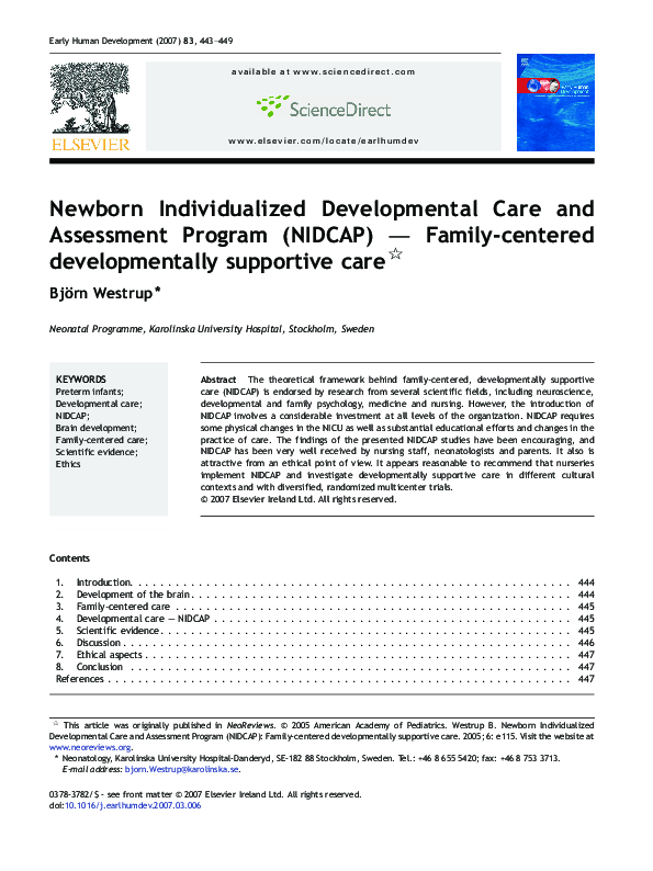(PDF) Evaluating neonatal developmental care